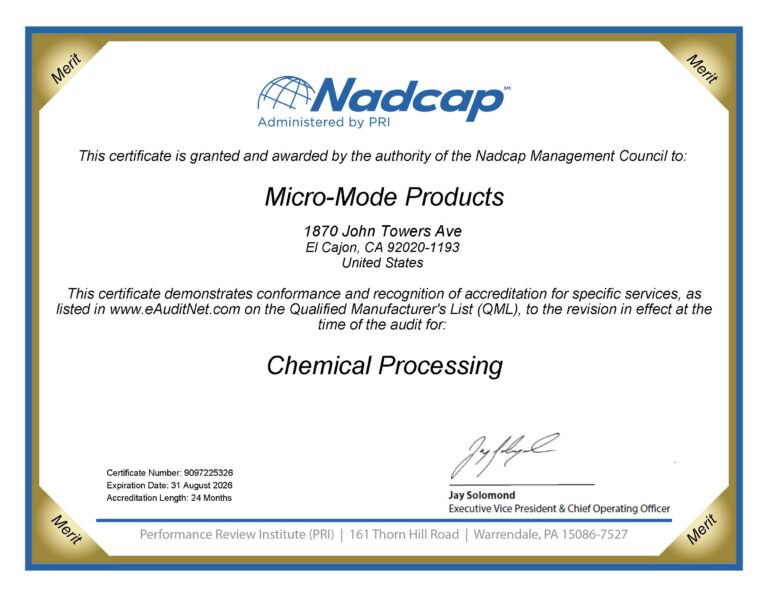 NADCAP | Micro-Mode Products, Inc. | Micro-Mode
